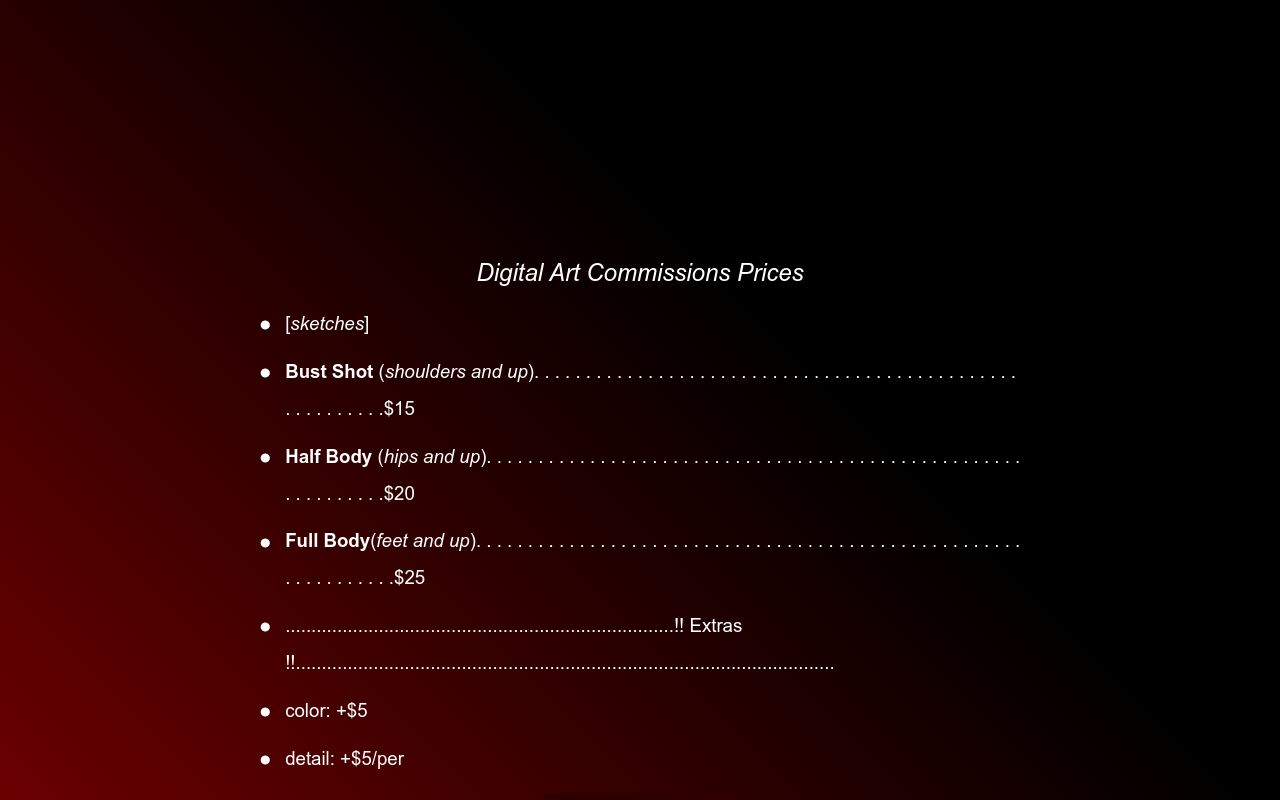 Digital Art Commissions Page